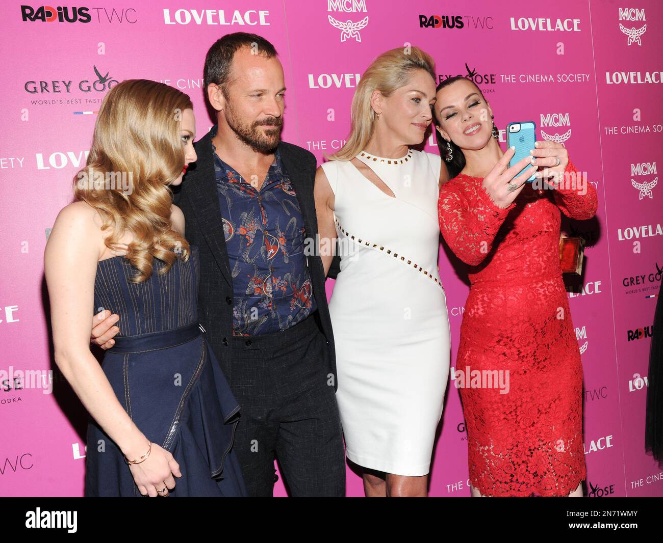 Actors Amanda Seyfried, left, Peter Sarsgaard, Sharon Stone and Debi ...
