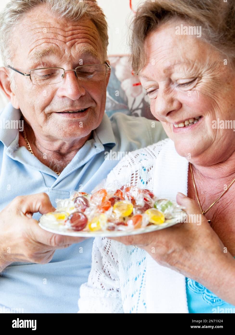 Retirement: Sweets for my Sweet. A senior man offers his delighted wife ...