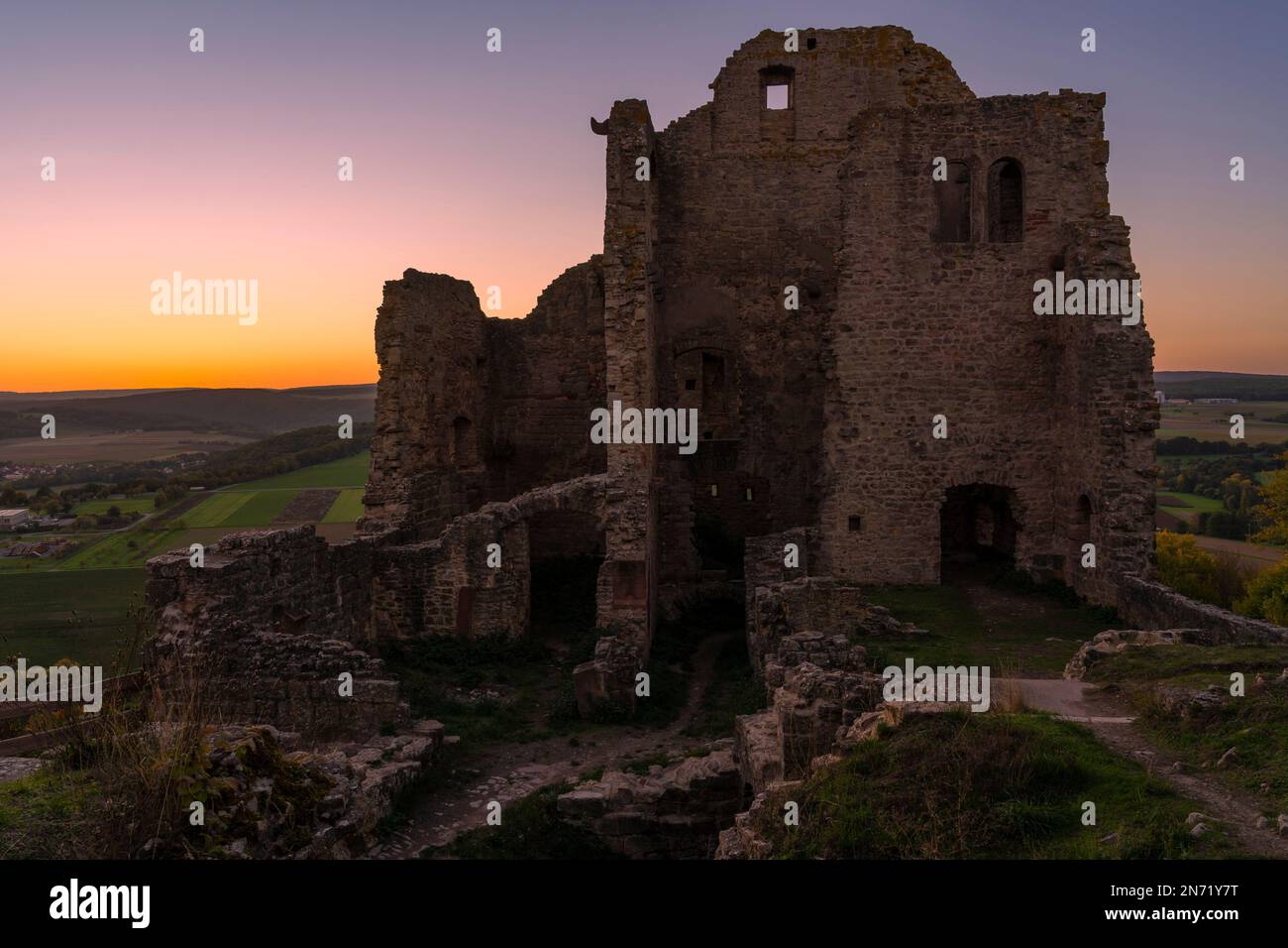 Evening mood at the castle ruin Homburg and the nature reserve ruin ...