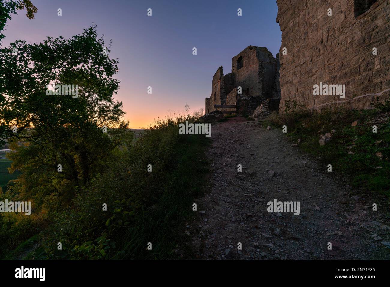 Evening mood at the castle ruin Homburg and the nature reserve ruin ...