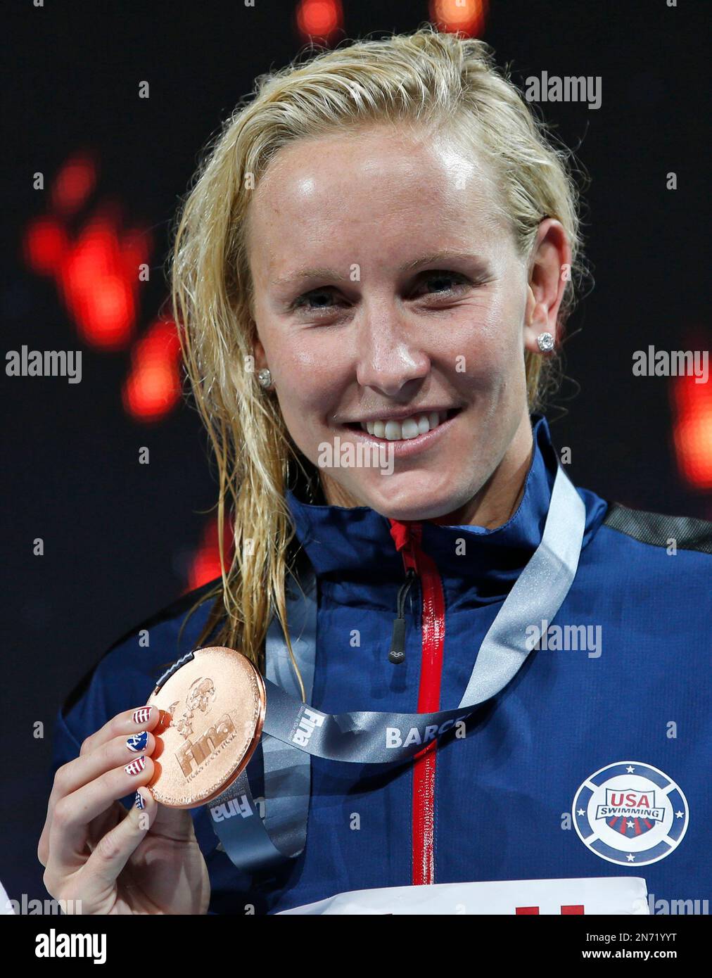 Jessica Hardy of the United States smiles after receiving the bronze ...