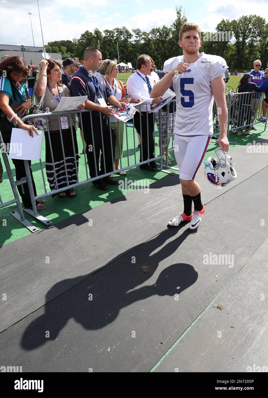 Buffalo Bills kicker Dustin Hopkins (5) heads off the field during ...