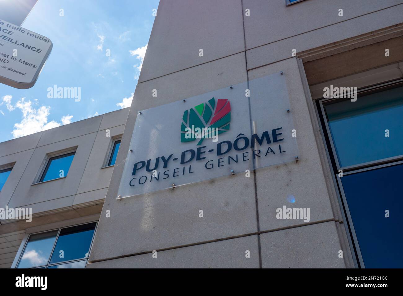 The closeup of the logo of Puy-de-dome (state council), french ...