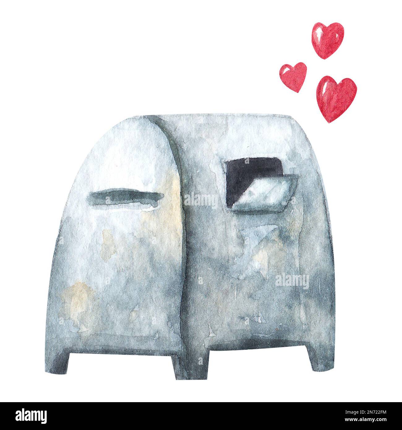 Watercolor of mail box with hearts. Hand drawn watercolour Illustration ...
