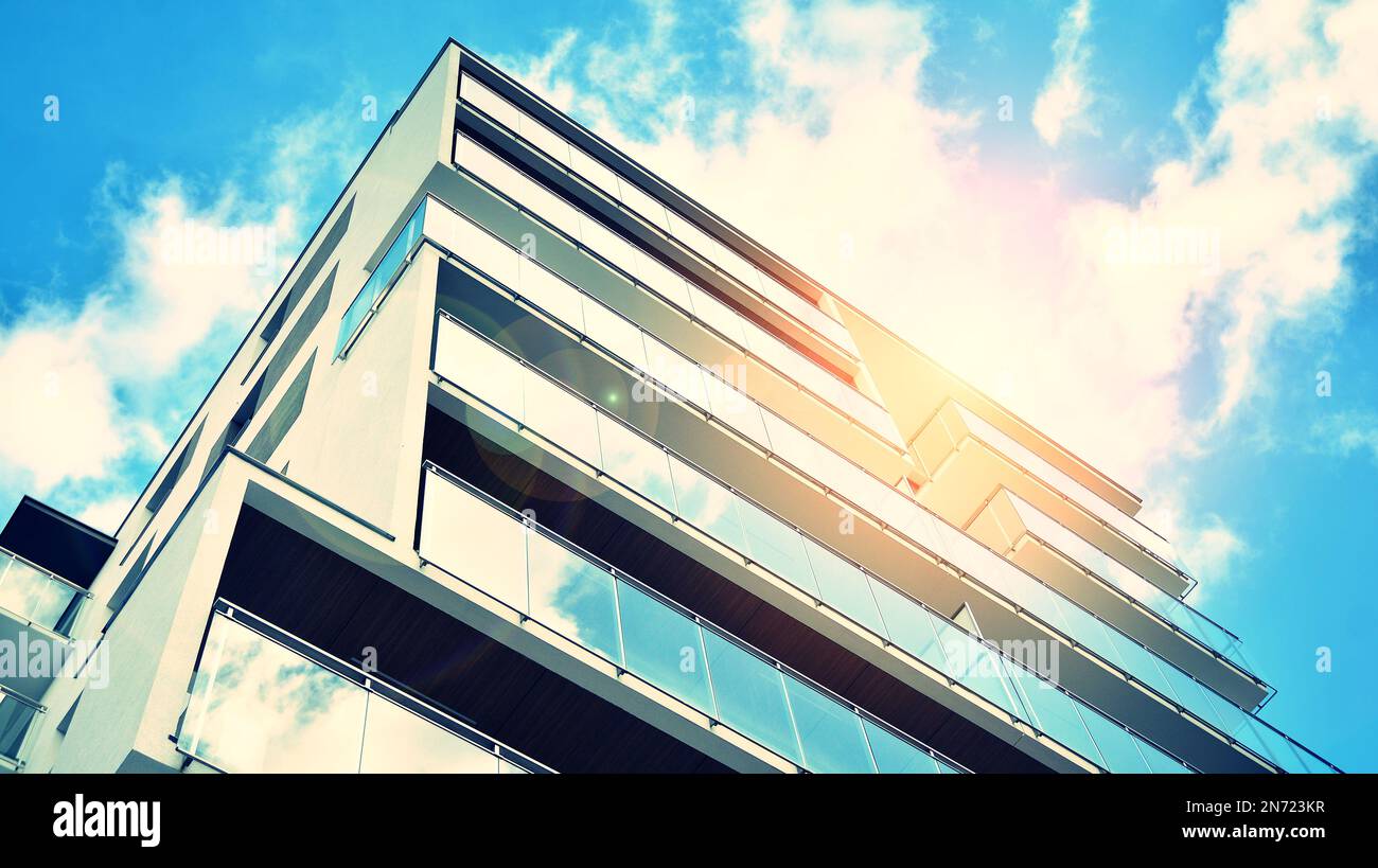 Modern architecture building facade with balconies. New apartments ...