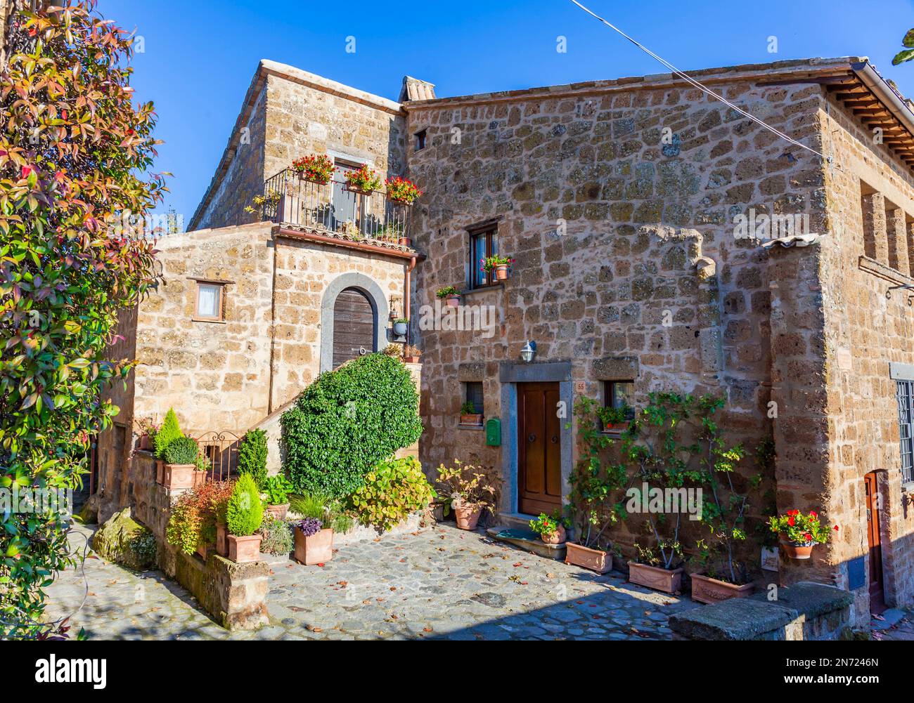 House in tuff stone in Civita di Bagnoregio, Lazio, Italy Stock Photo ...