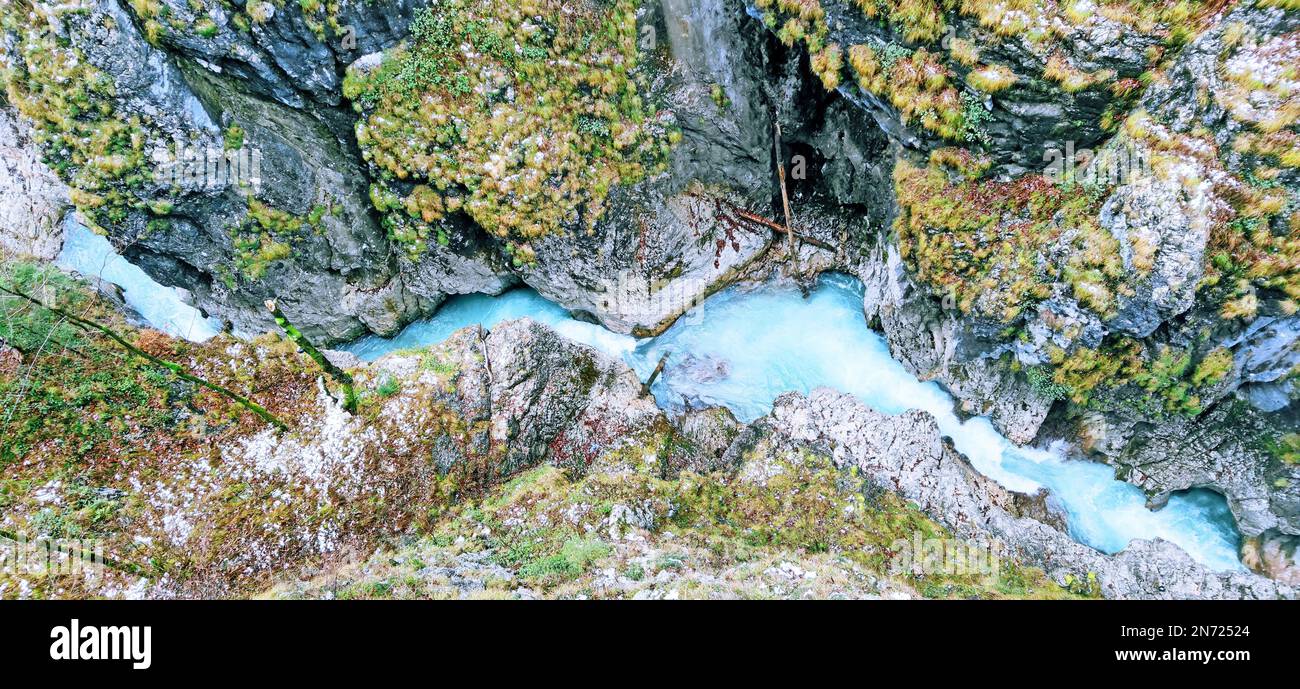 View into the narrow gorge of Leutascher Geisterklamm Stock Photo - Alamy