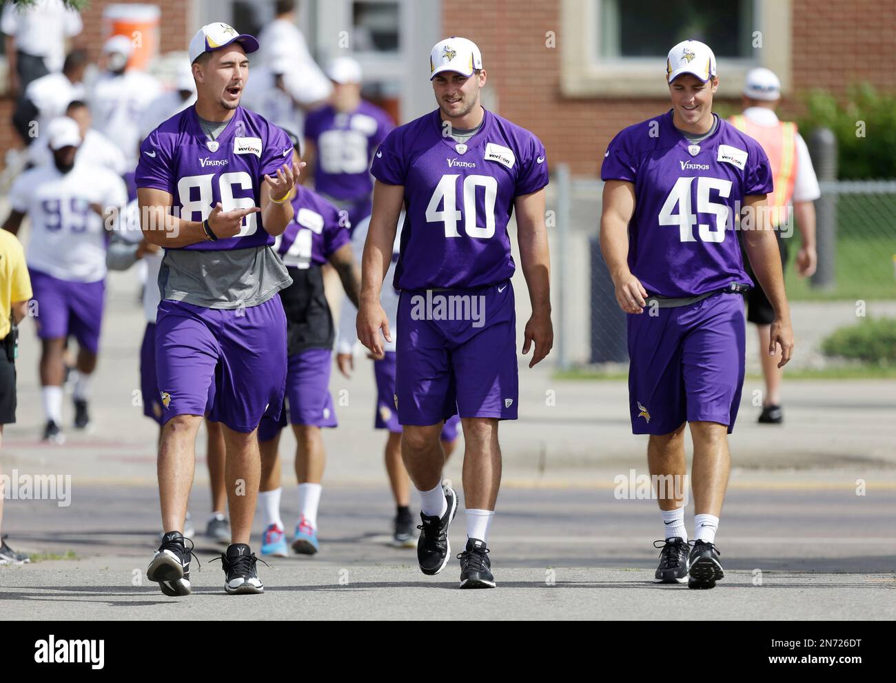 Minnesota Vikings tight end Chase Ford, left, fullback Rhett Ellison ...