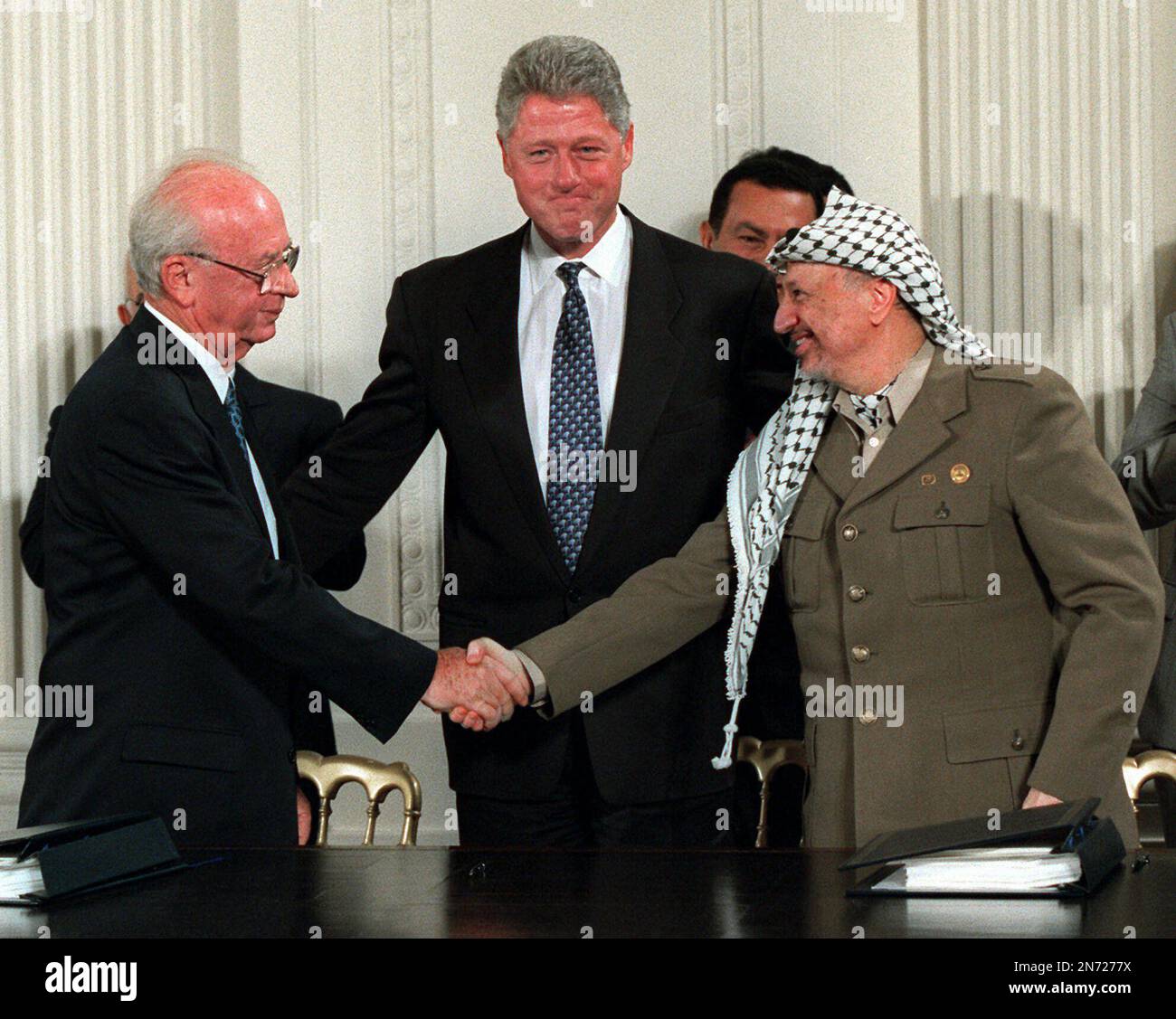 FILE - Sept. 28, 1995 file photo shows President Bill Clinton gesturing ...