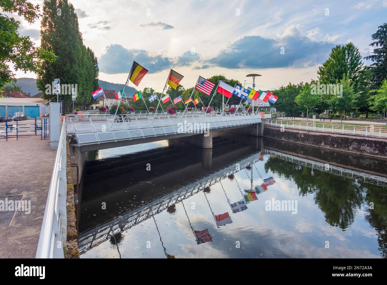 Bridge above river meurthe in lorraine lothringen hi-res stock ...