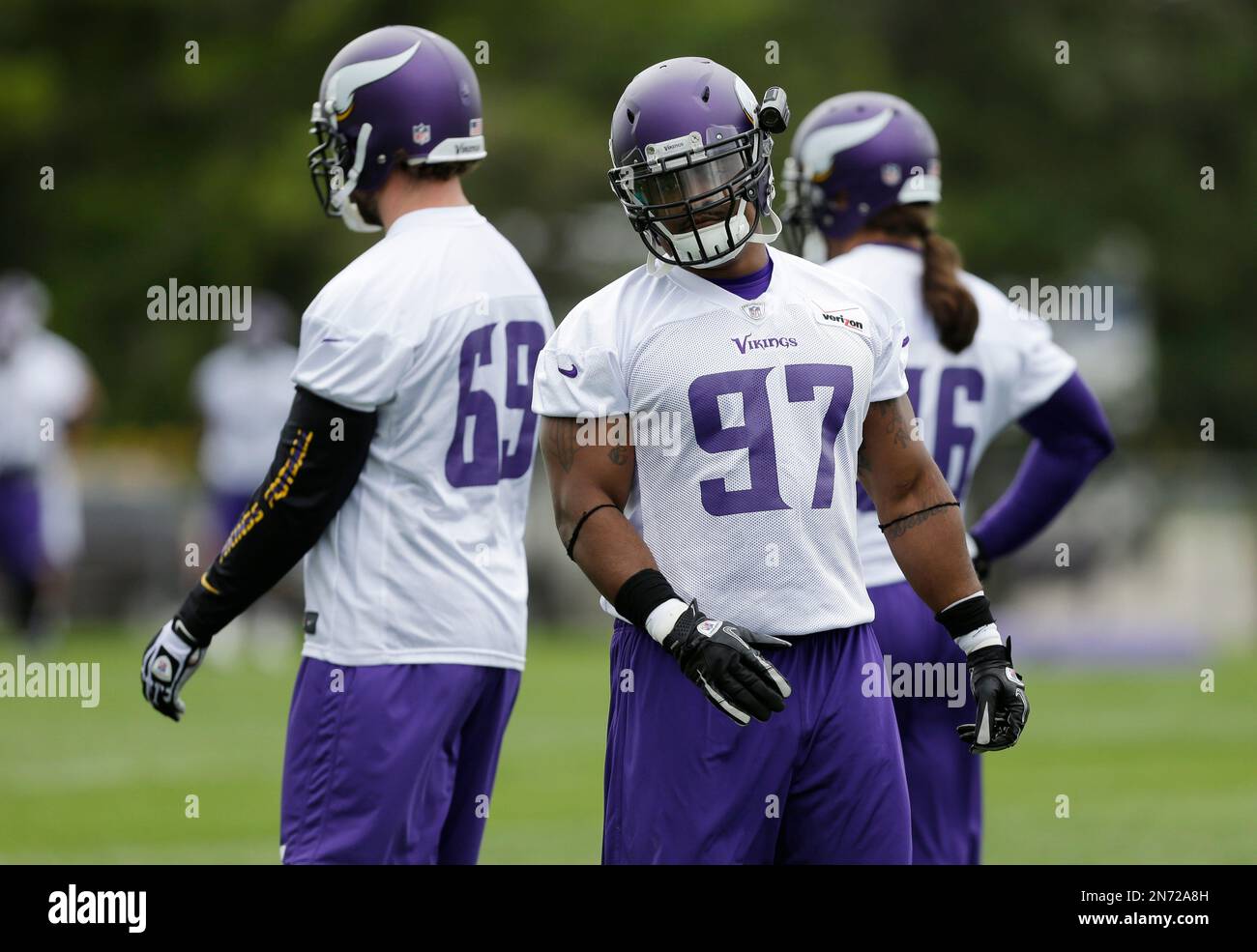 Minnesota Vikings defensive end Everson Griffen (97) participates in a ...