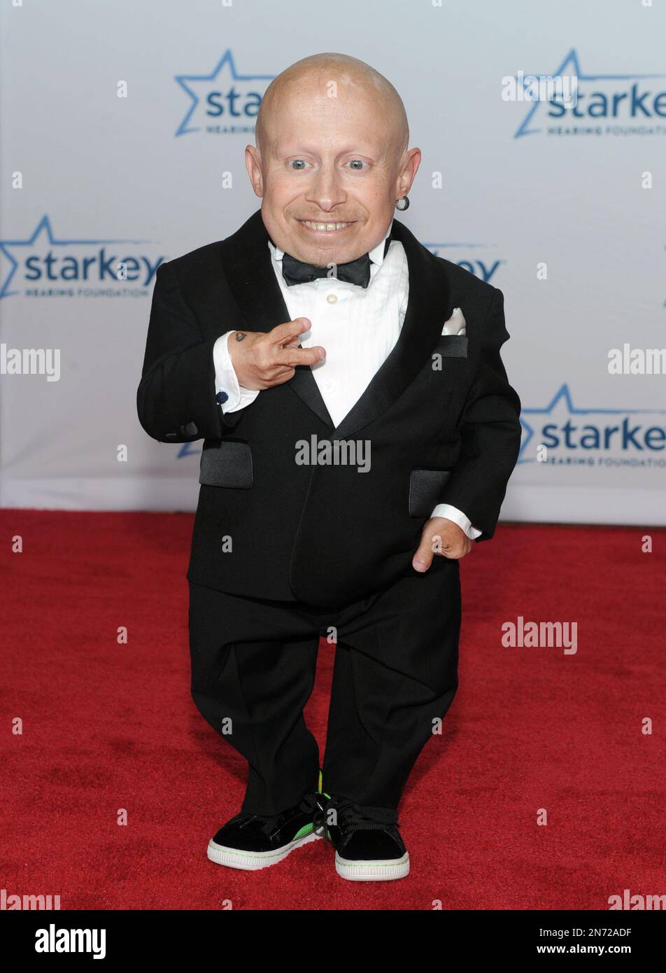 Verne Troyer is seen walking the red carpet at the Starkey Hearing ...