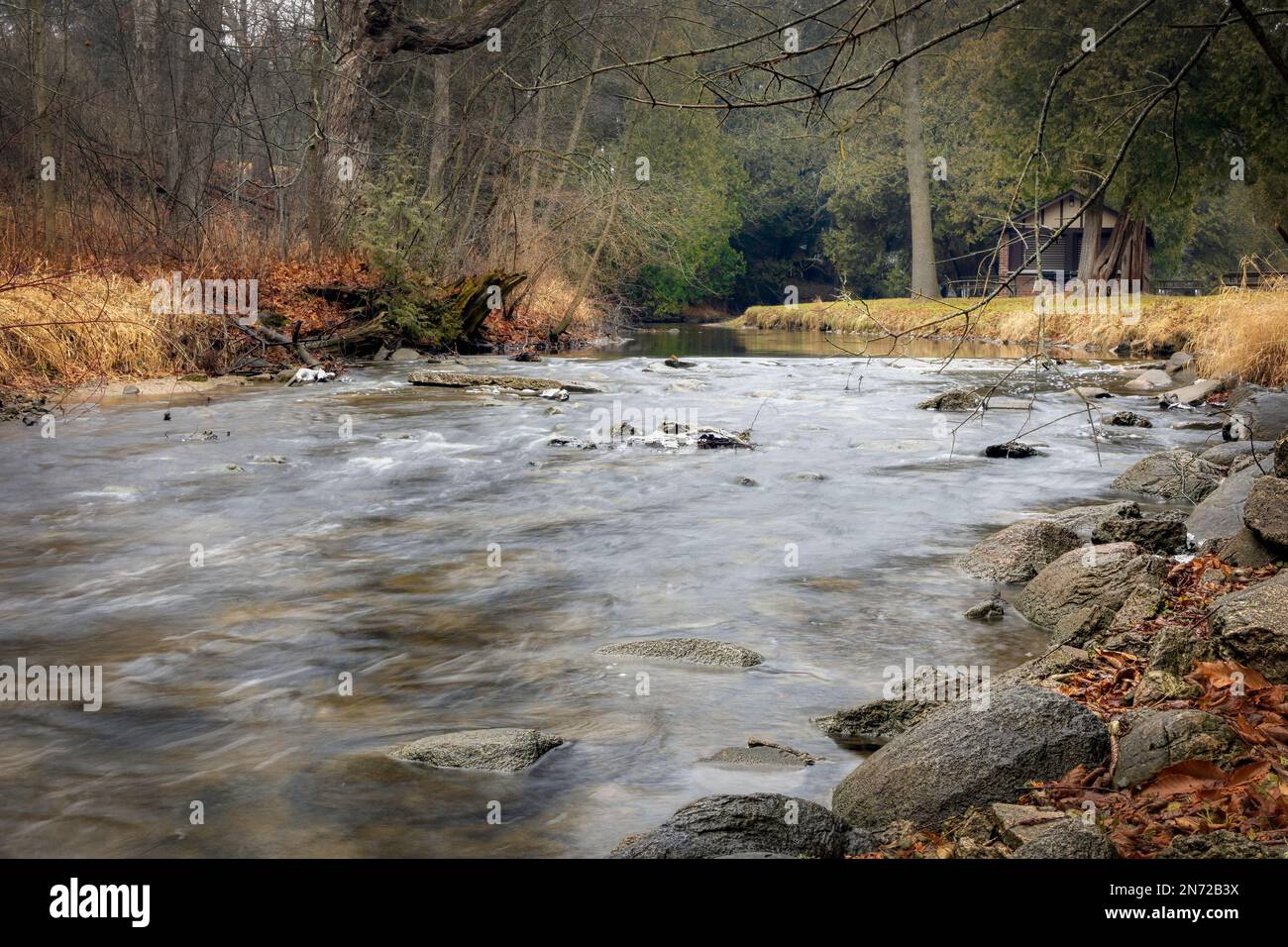 A winter scene, before the arrival of snow, at Silver Creek in ...