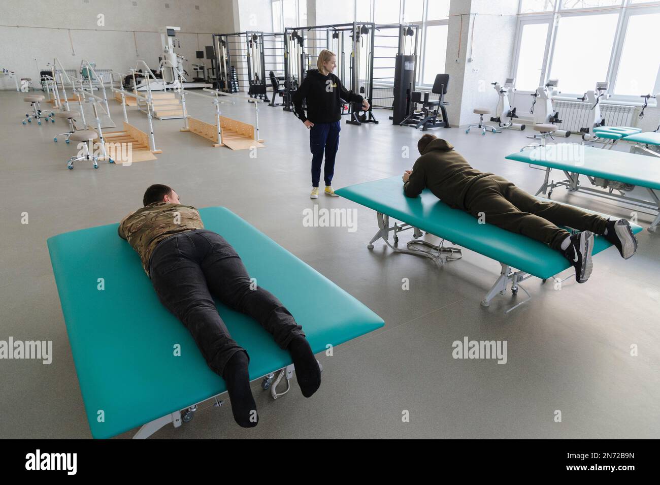 Lviv, Ukraine 10 February 2023. Ukrainian serviceman doing exercises at ...
