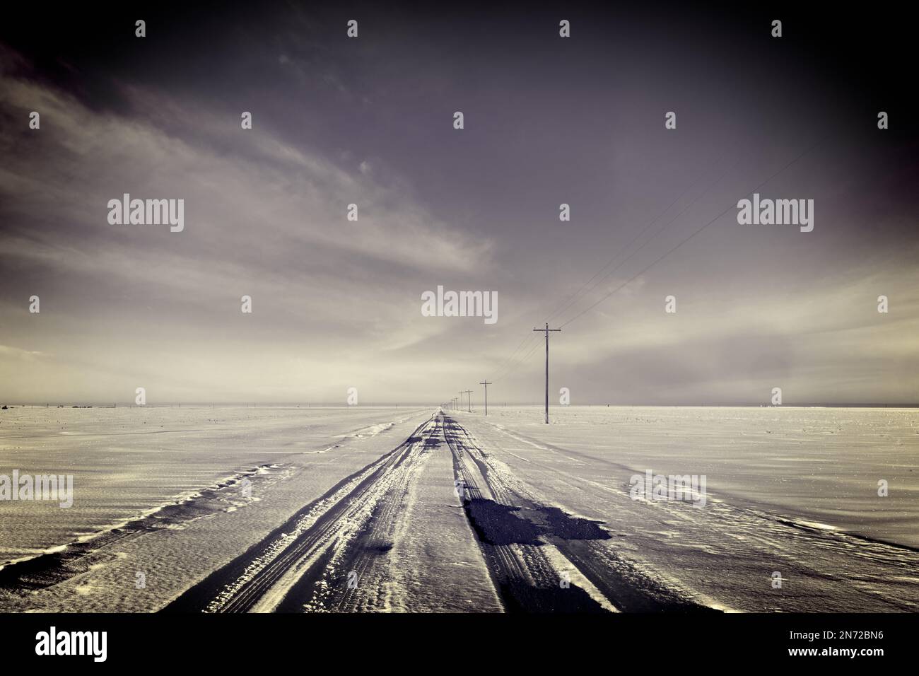 Looking toward the horizon on County Road 22 near Woodrow, Colorado ...