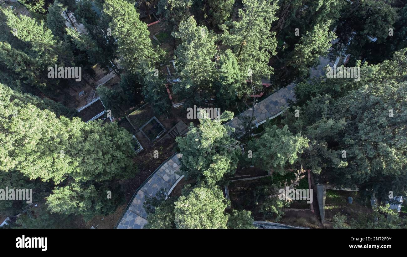 Sultan Baba Tomb in Golcuk Kocaeli Turkey. Aerial view of cemetery with ...