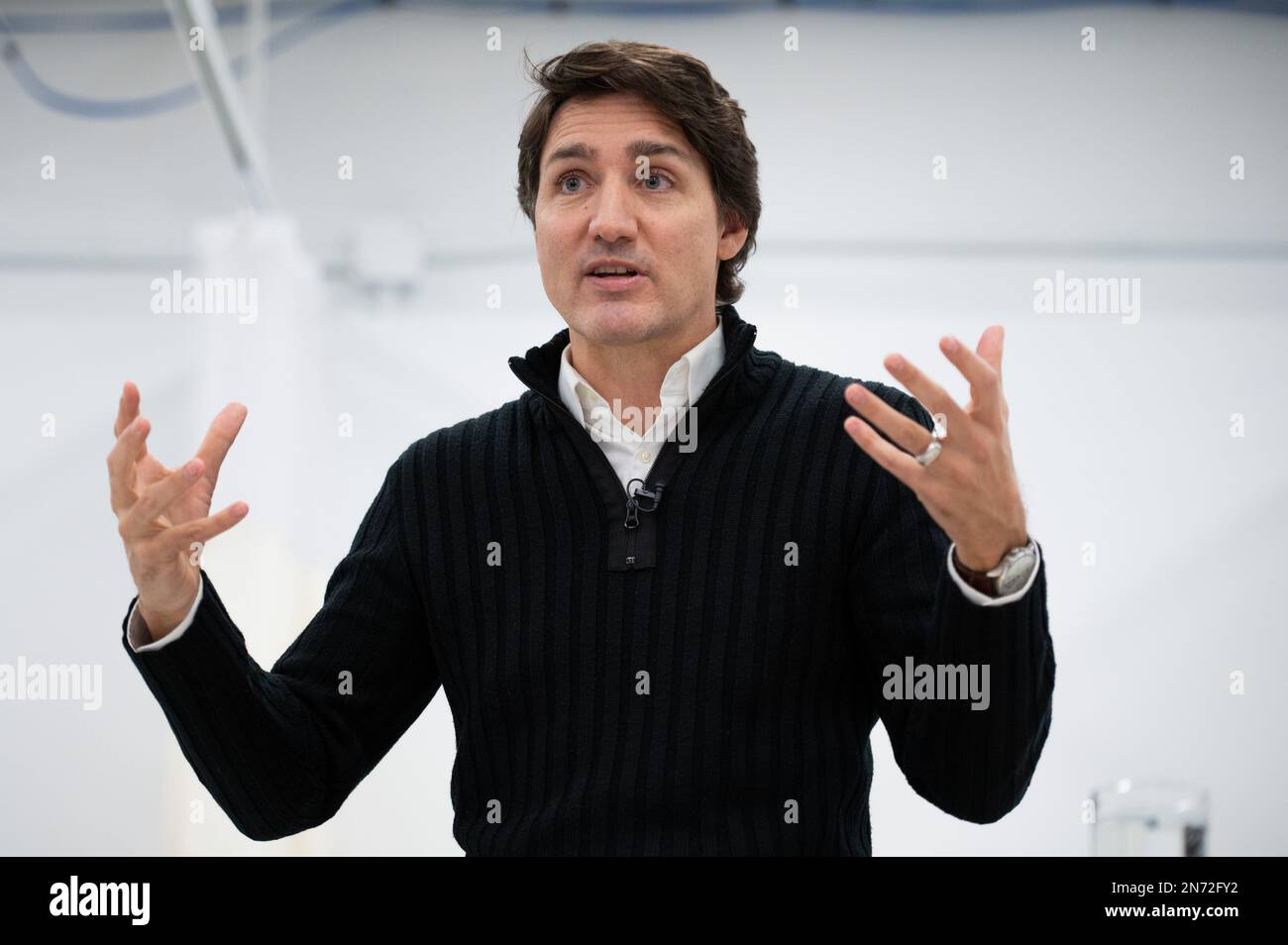 Prime Minister Justin Trudeau takes part in a discussion with nursing ...
