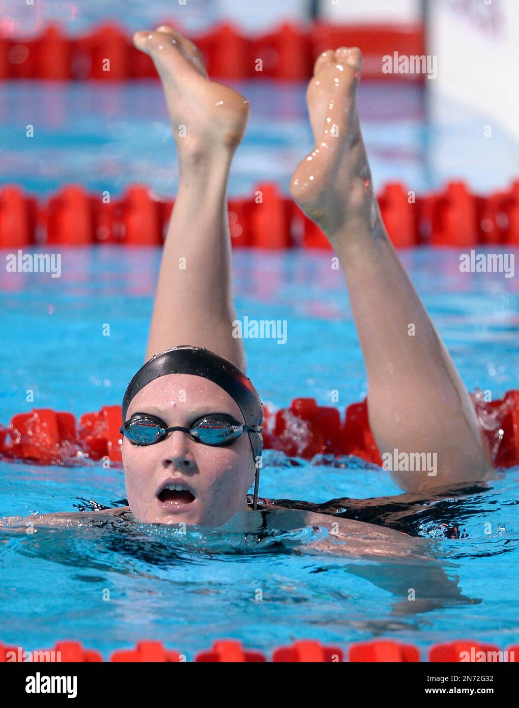 Mexico's Erica Dittmer Kane exits the pool after finishing a heat of ...