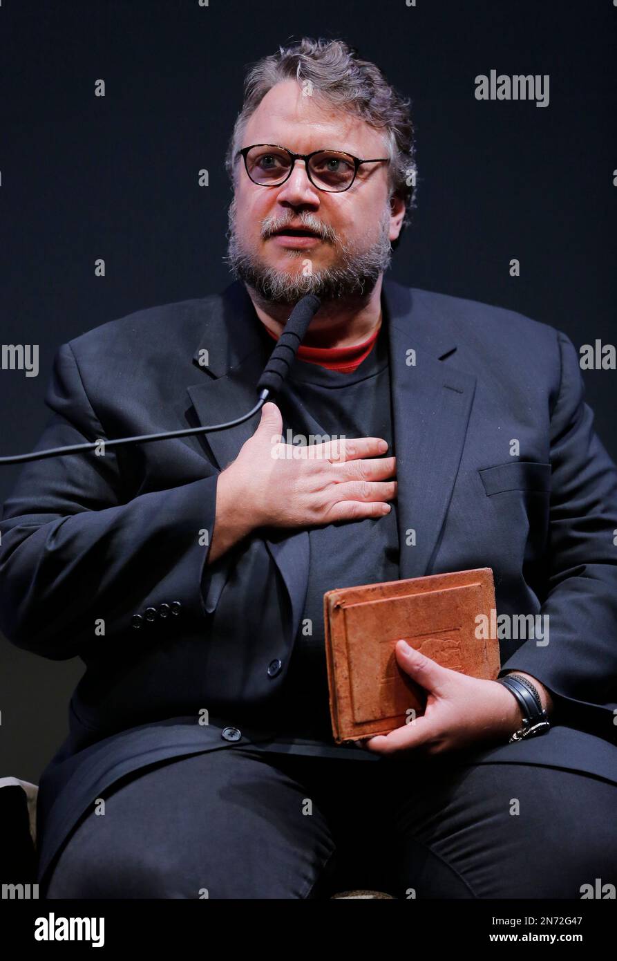 Mexican film director Guillermo Del Toro speaks during a press ...