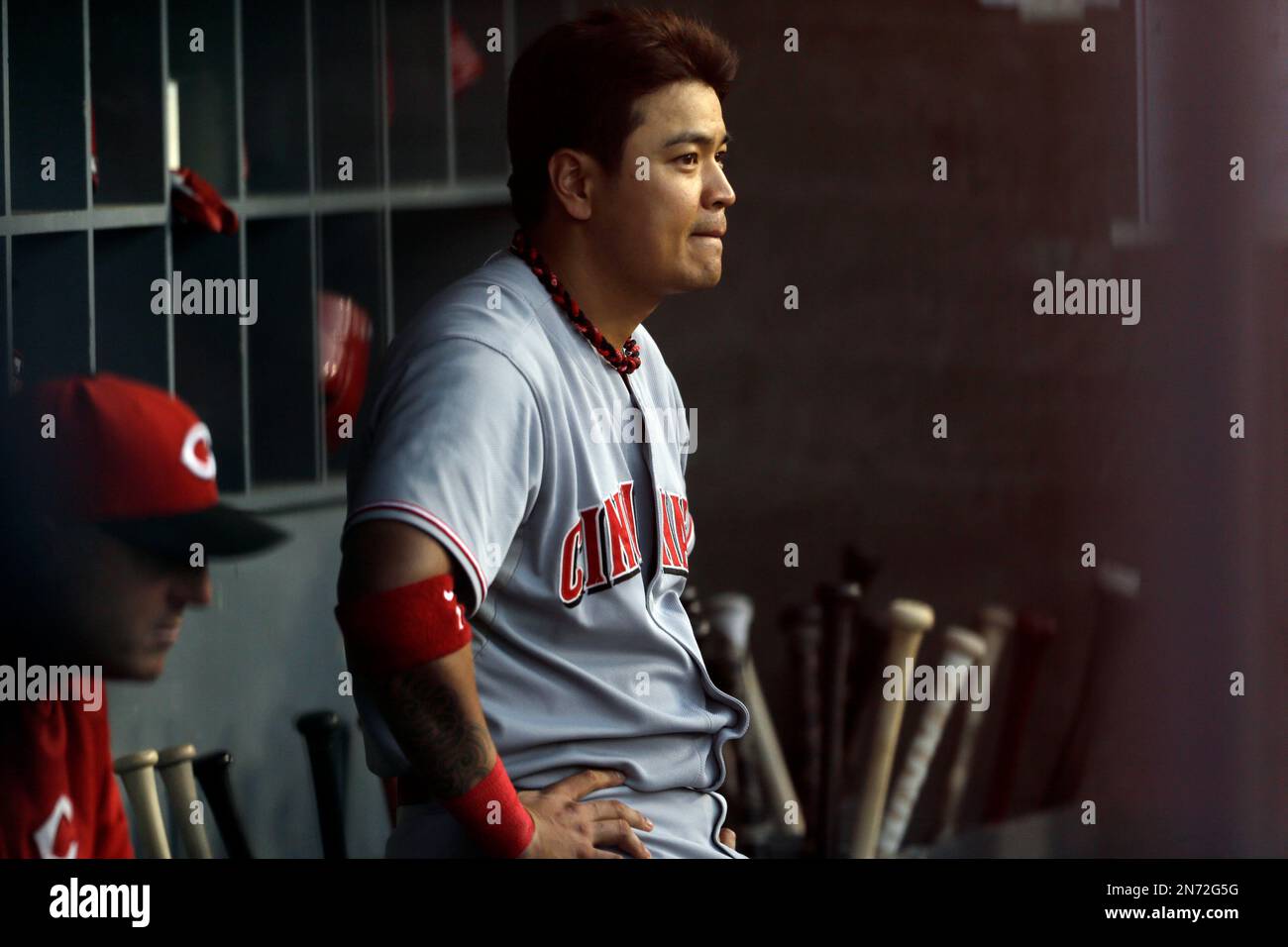 Cincinnati Reds center fielder Shin-Soo Choo, of South Korea, during a ...