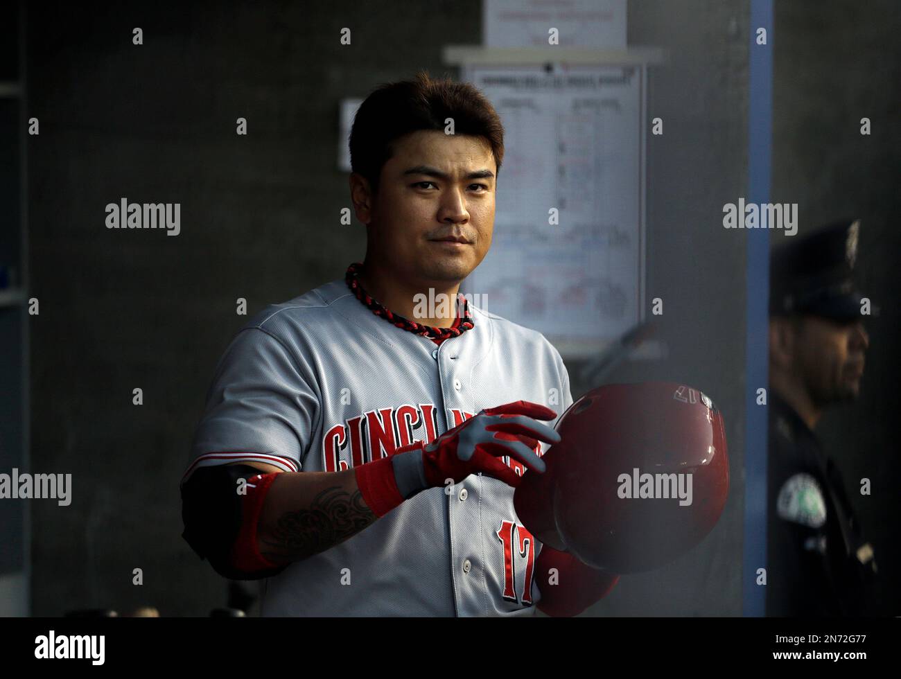 Cincinnati Reds center fielder Shin-Soo Choo, of South Korea, during a ...