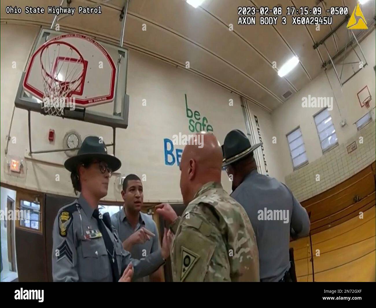 This photo provided by Ohio State Highway Patrol shows police bodycam ...