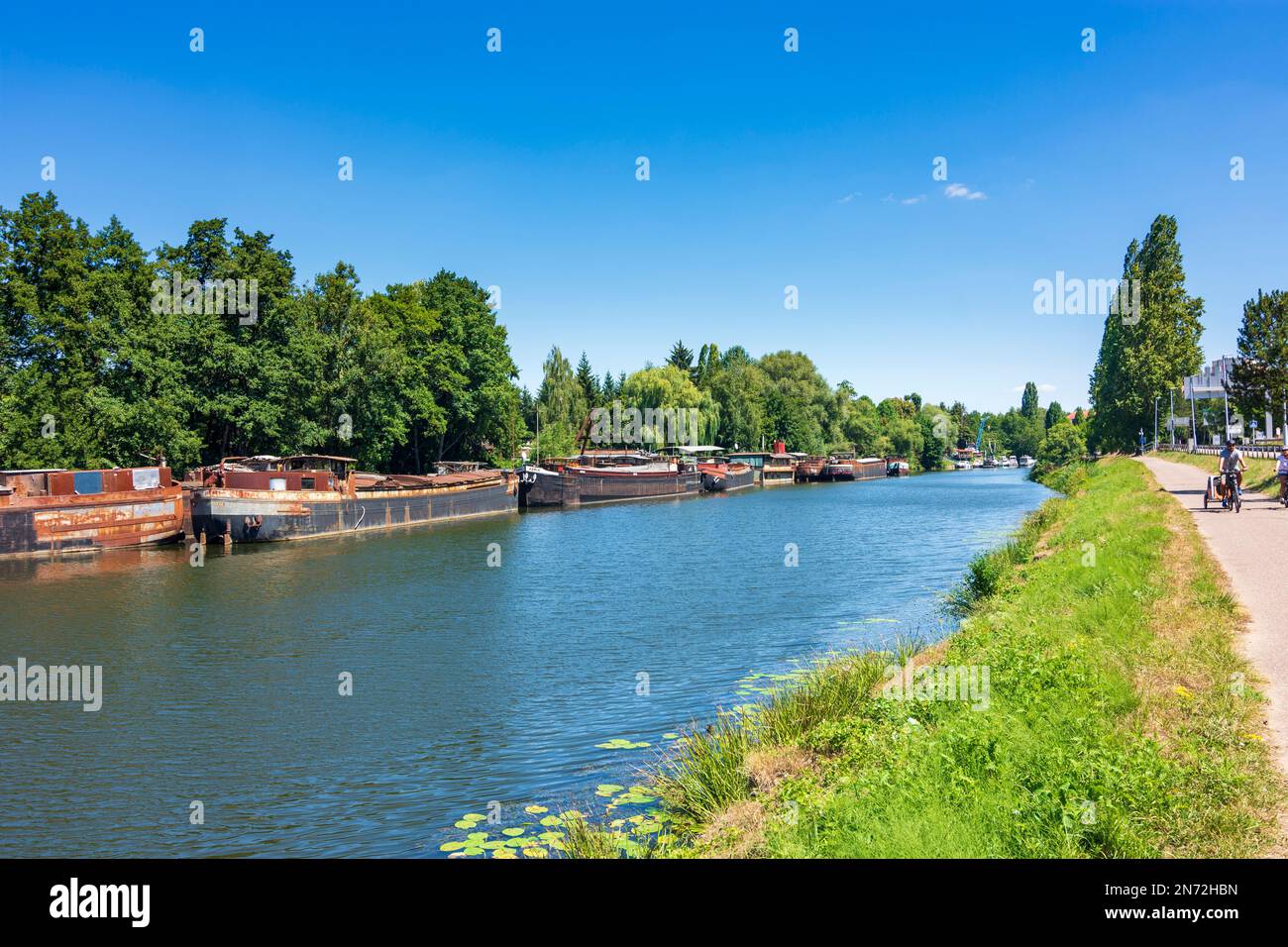 Rusty cargo ships at bank in bliesgau hi-res stock photography and ...