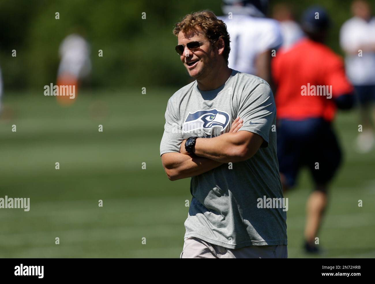 Seattle Seahawks general manager John Schneider reacts on the field ...