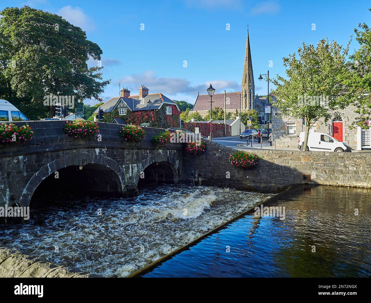 cityscape of an irish town on a sunny day with clear blue sky Stock ...