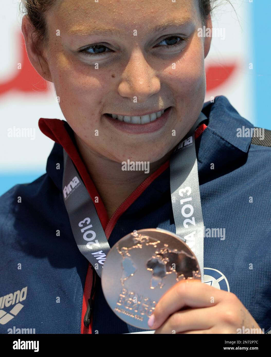 Eva Fabian of the US celebrates with her bronze medal after the women´s ...