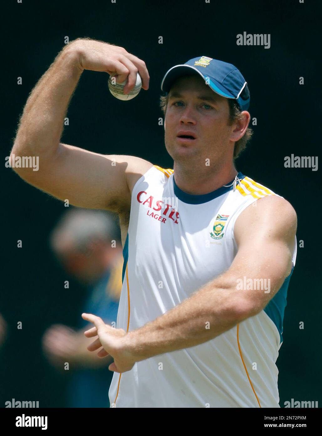 South Africa's Colin Ingram delivers a ball during a practice session ...