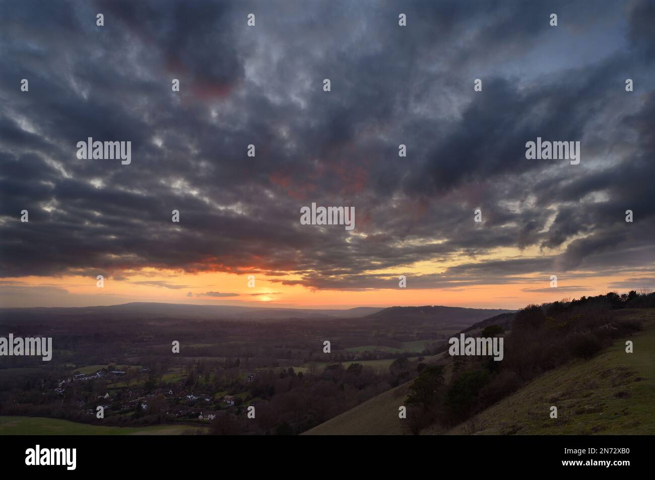 Serene sunset view from Colley Hill between Reigate and Dorking in ...