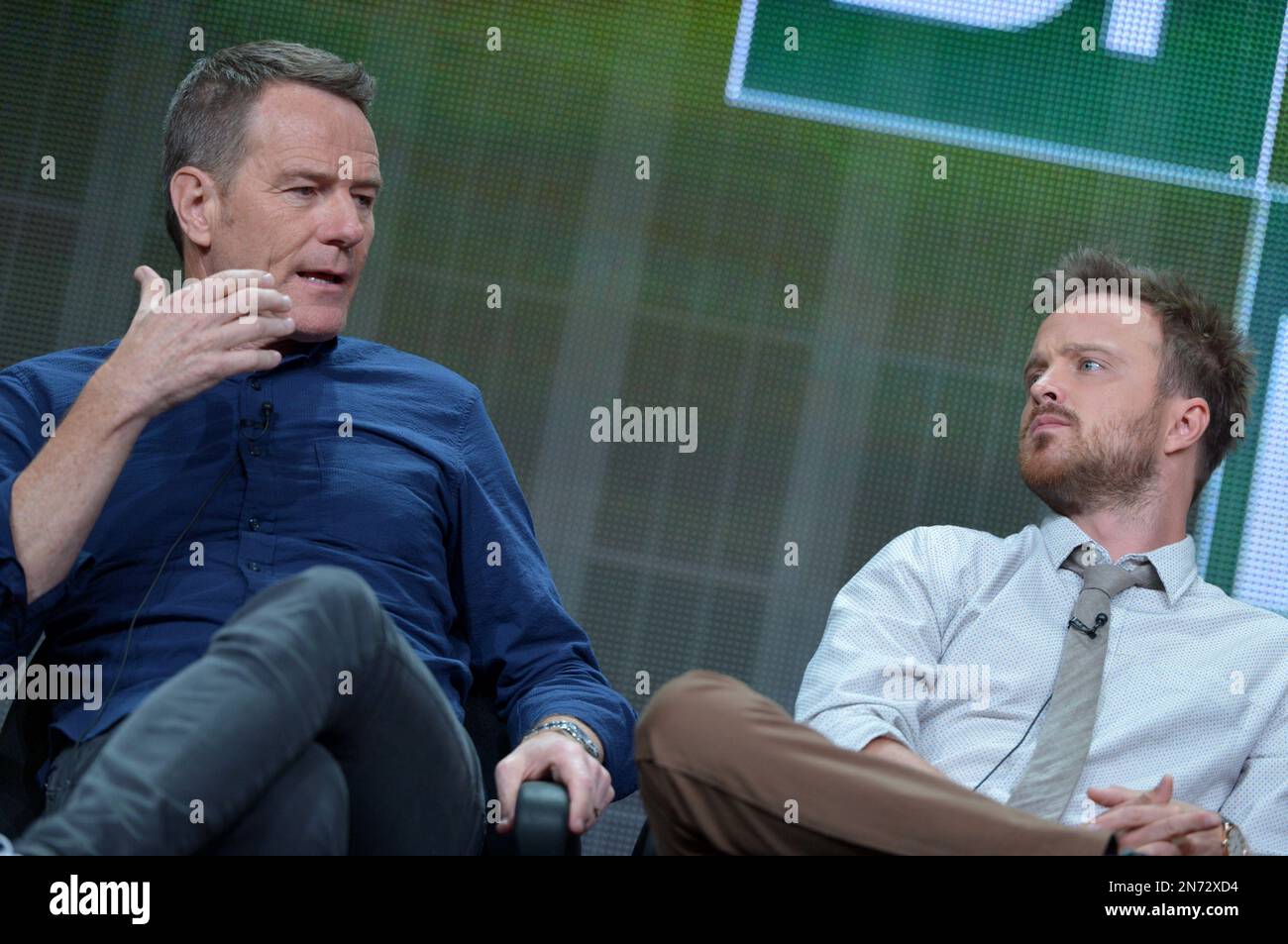 Actors Bryan Cranston, left, and Aaron Paul on the "Breaking Bad" panel ...