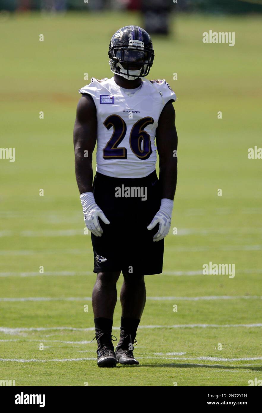 Baltimore Ravens safety Matt Elam stands on the field as he prepares to ...