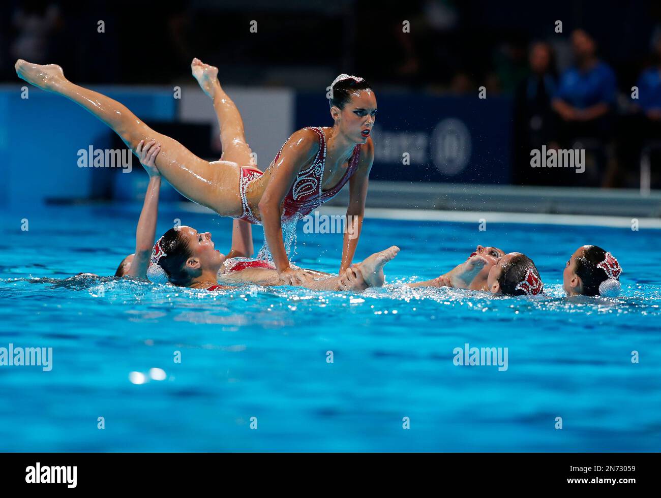Spain perform their routine during the synchronized swimming team free ...