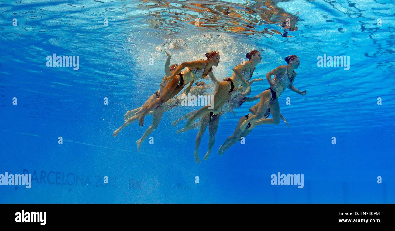 Brazil performs their routine during the synchronized swimming team ...