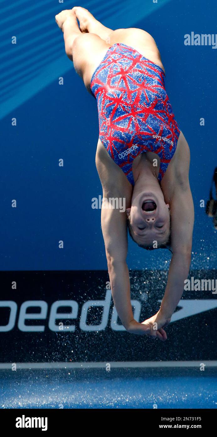 Hannah Starling from Great Britain performs during the women's 3-meter ...