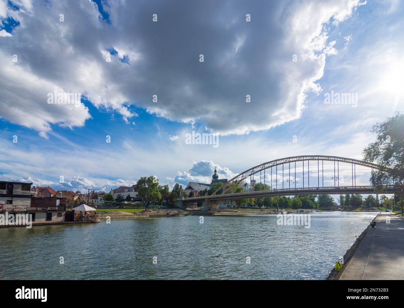 Györ (Raab), river Mosoni Duna (Danube), Basilica, Bishops Castle and ...