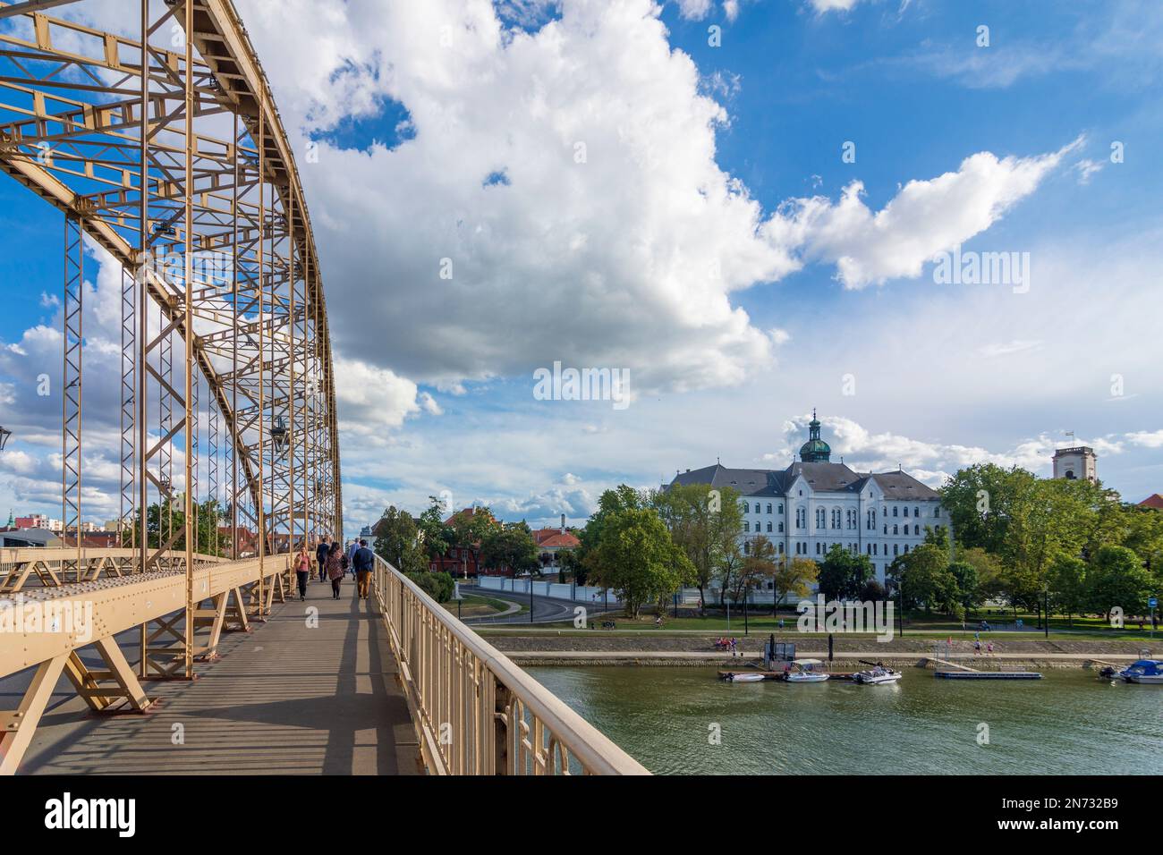 Györ (Raab), river Mosoni Duna (Danube), Basilica, Bishops Castle and ...