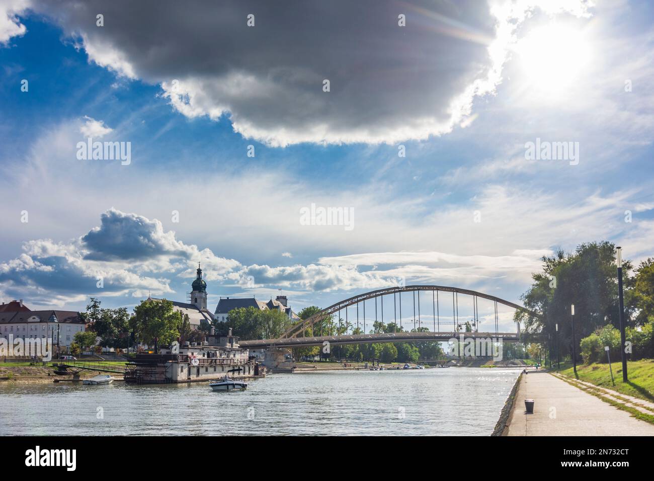 Györ (Raab), river Mosoni Duna (Danube), Basilica, Bishops Castle and ...