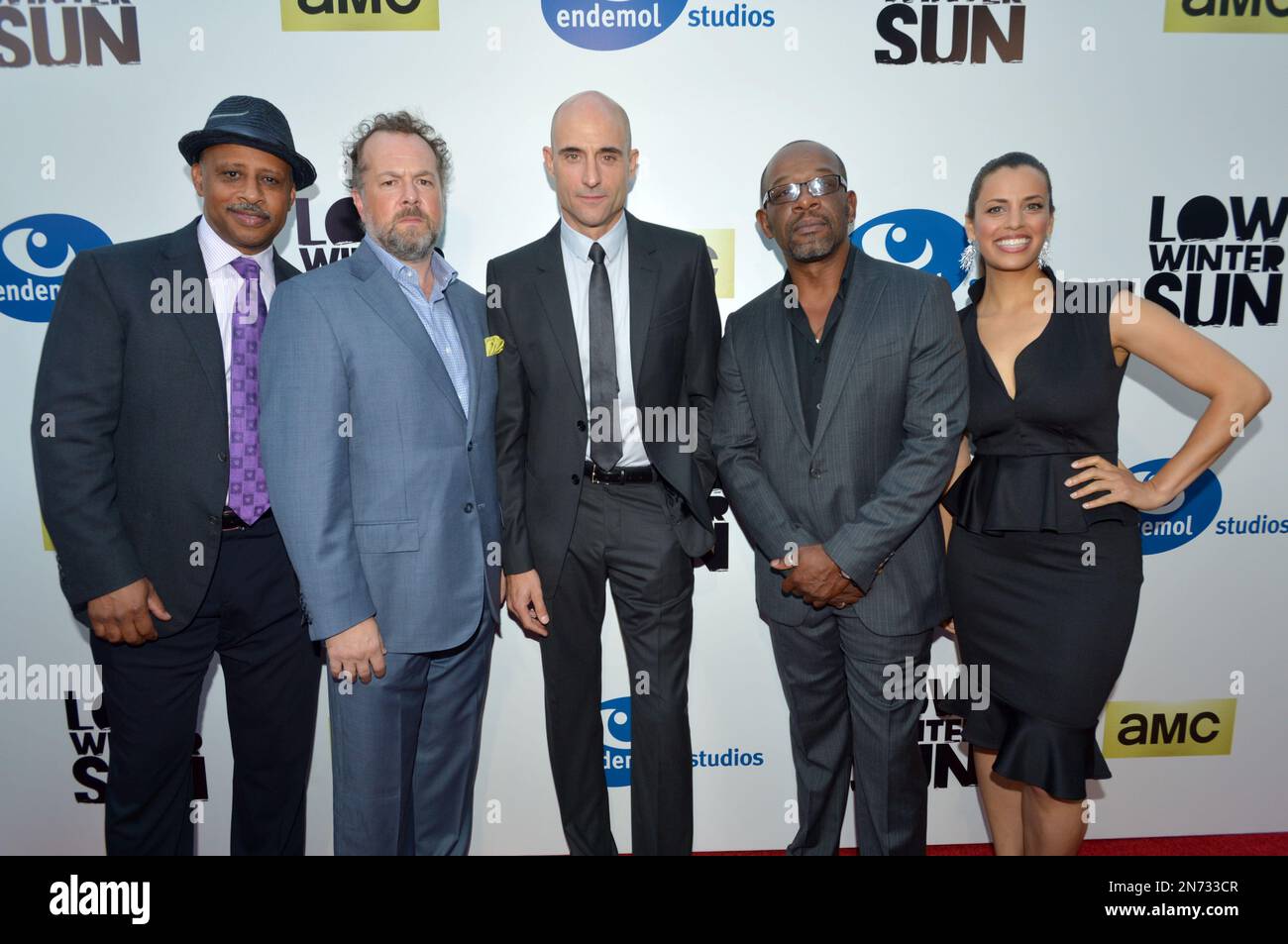 From left, actors Ruben Santiago-Hudson, David Costabile, Mark Strong, Lennie James and Athena ...