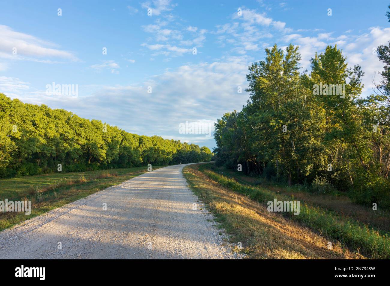 Szigetköz (Little Rye Island, Kleine Schüttinsel), deich at river ...