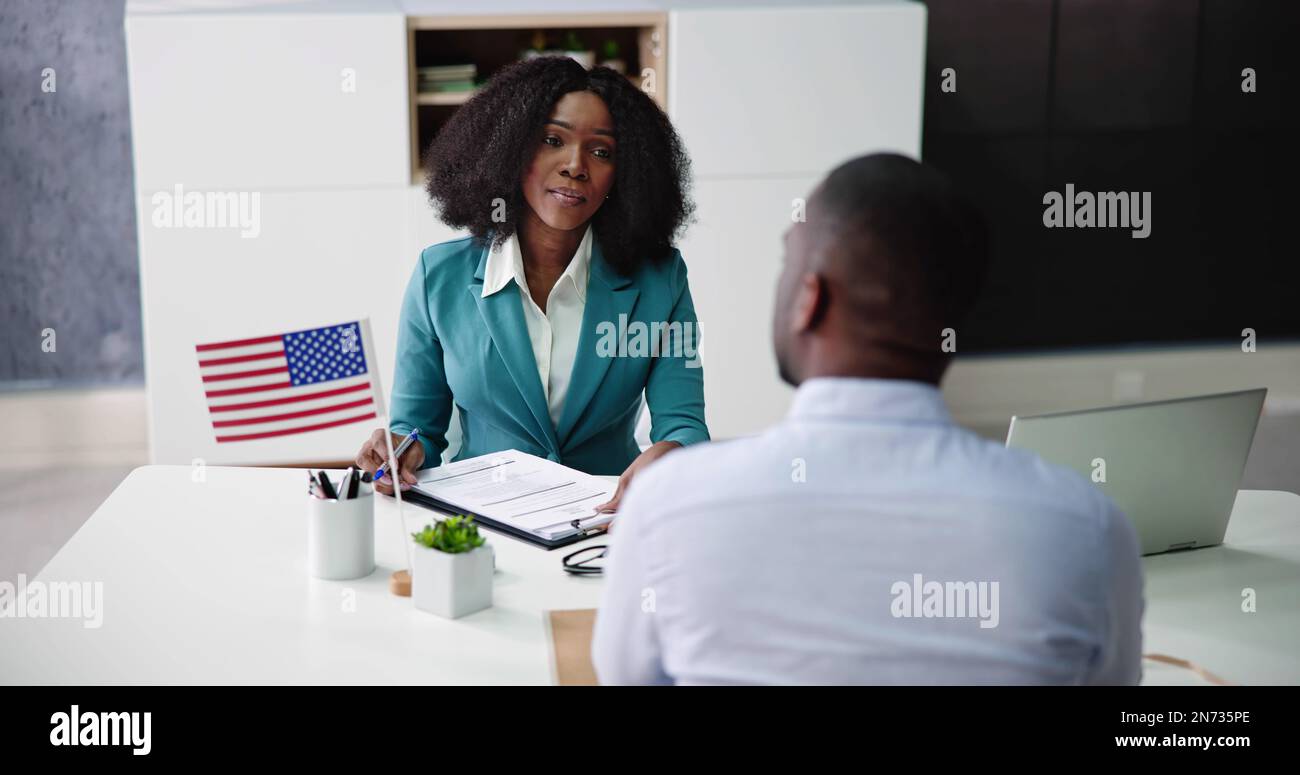 US Immigration Application And Consular Visa Interview Stock Photo - Alamy