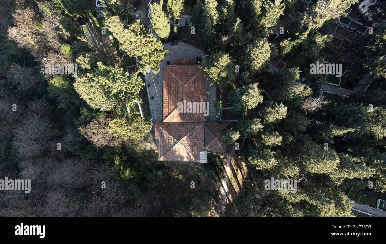 Sultan Baba Tomb in Golcuk Kocaeli Turkey. Aerial view of cemetery with ...