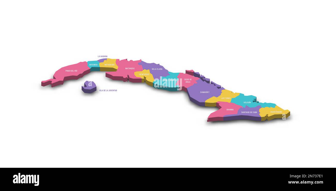Cuba political map of administrative divisions - provinces. Colorful 3D ...