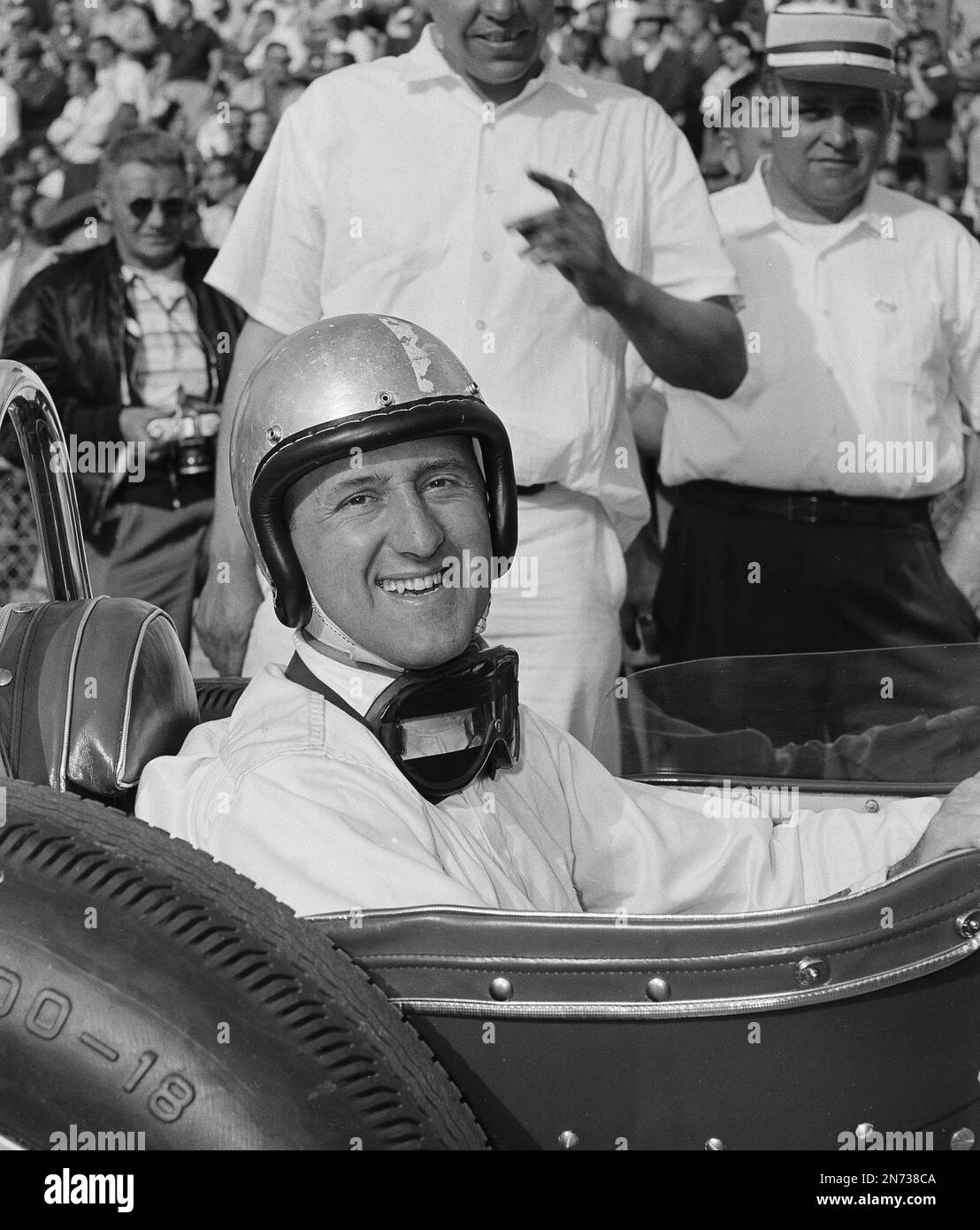 Race driver Eddie Sachs after qualifying the Schmidt Special for the ...
