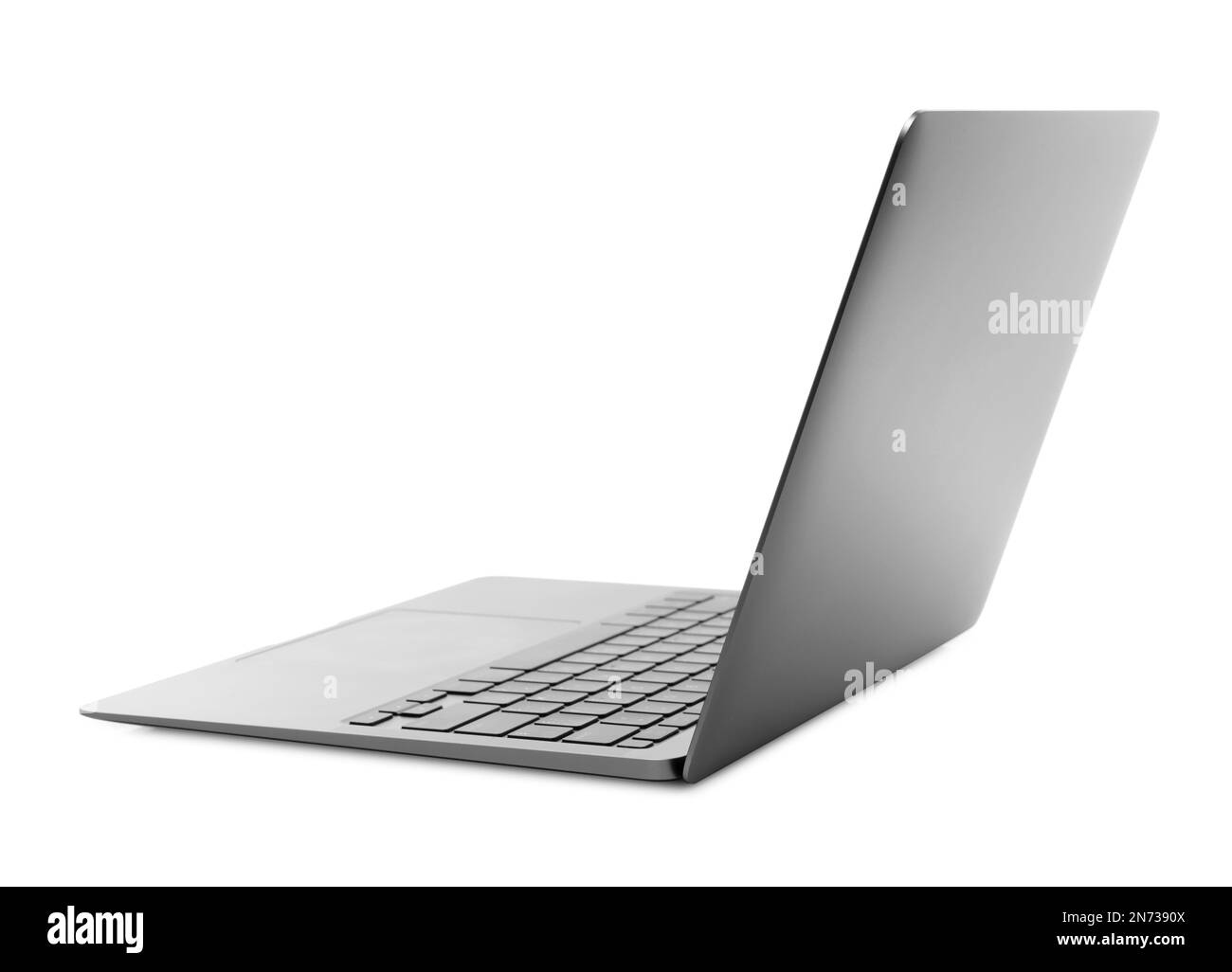 Open laptop isolated on white. Modern technology Stock Photo - Alamy