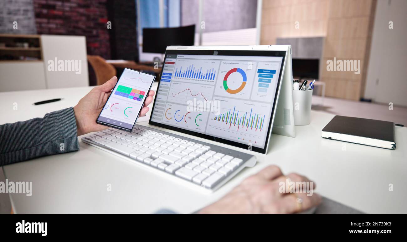 KPI Data Analyst Dashboard. Information Technology On Laptop Stock ...