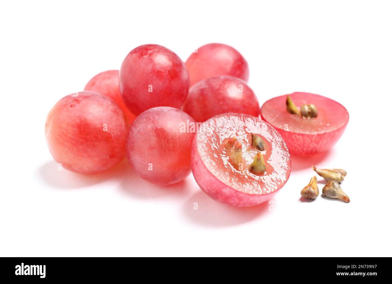 Organic fresh grapes with seeds on white background. Natural essential ...