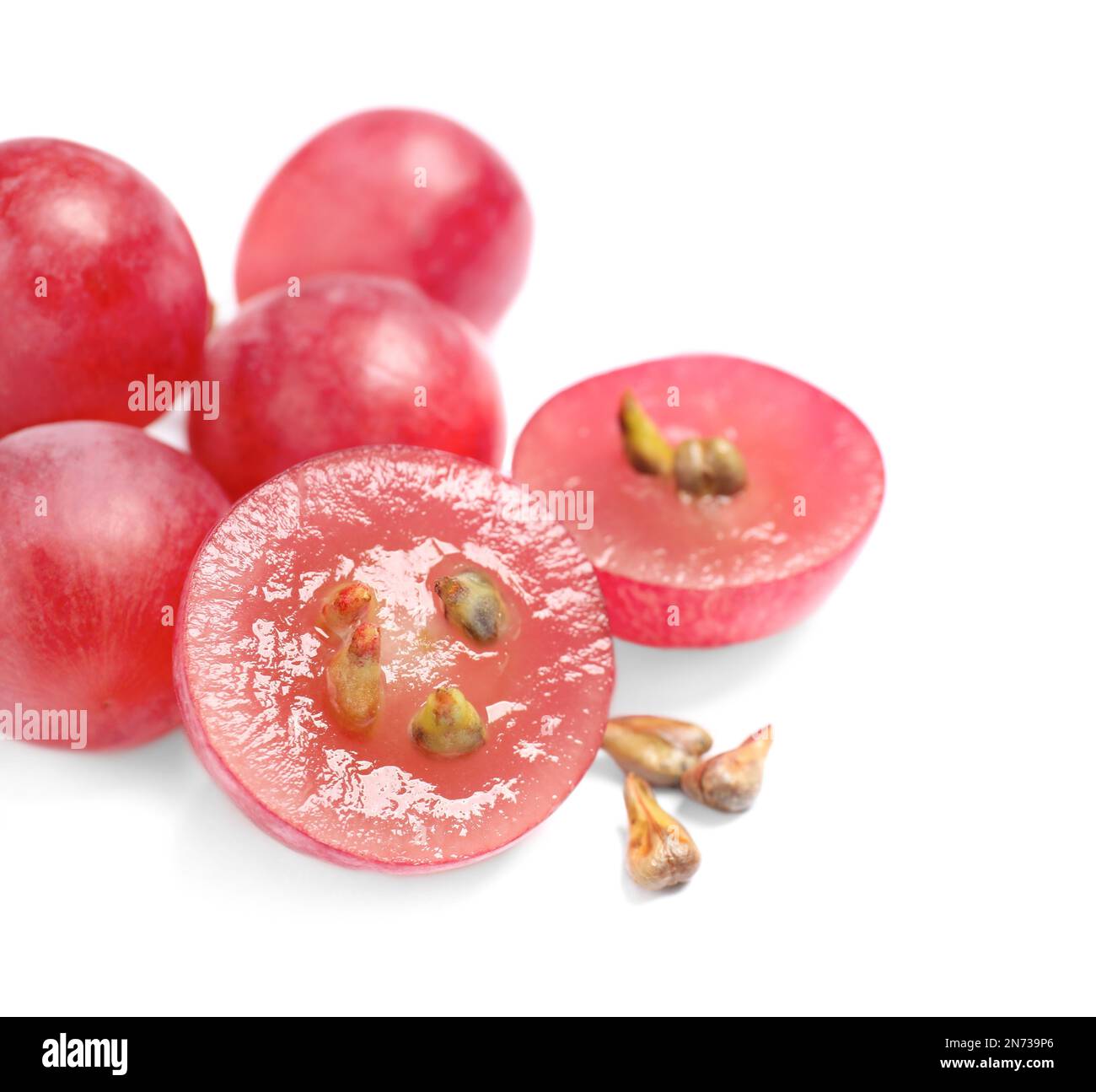 Organic fresh grapes with seeds on white background. Natural essential ...